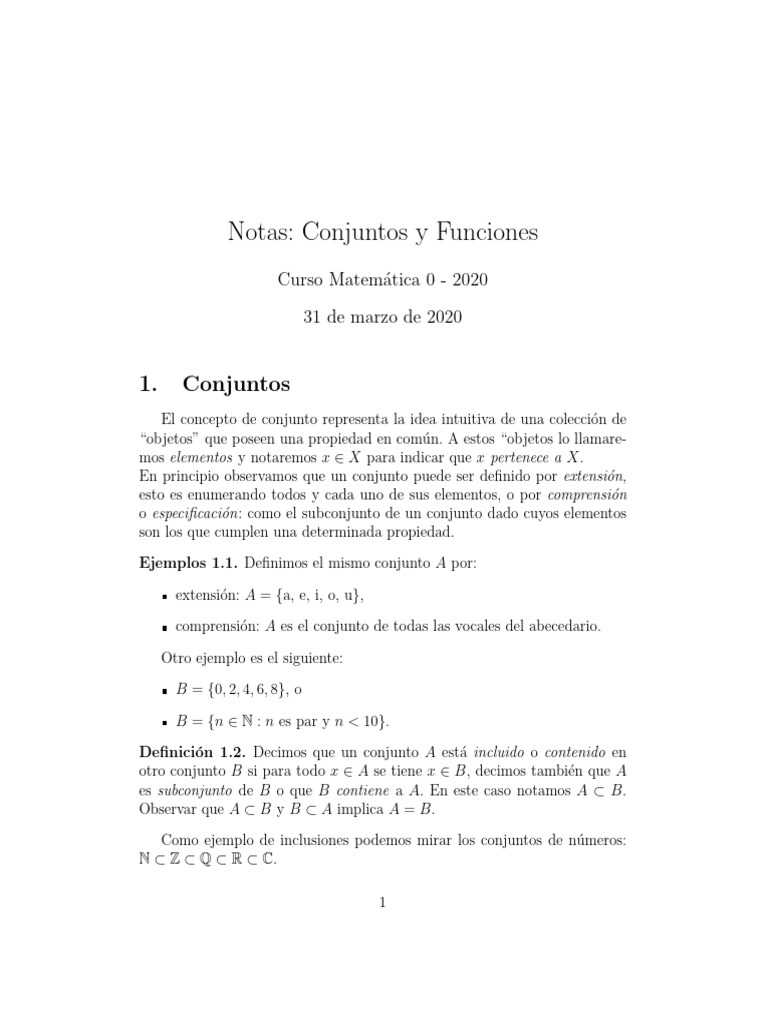 U7T2.Notas Conjuntos y Funciones | PDF