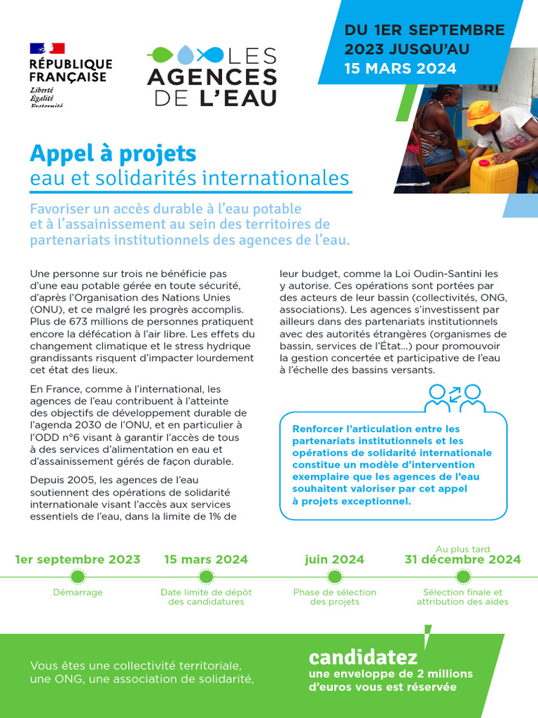 Flyer Appels Projets Eau Et Solidarit S Internationales 1699914172 | PDF
