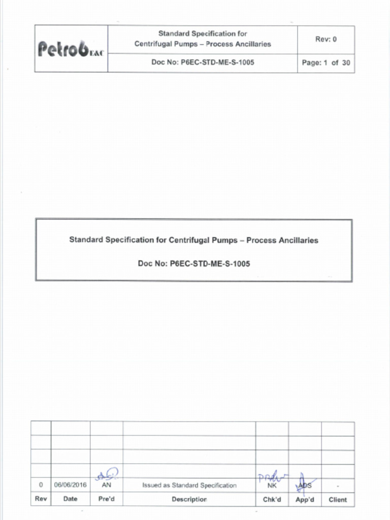 Petro E&C Centrifugal Pump Specificatons | PDF