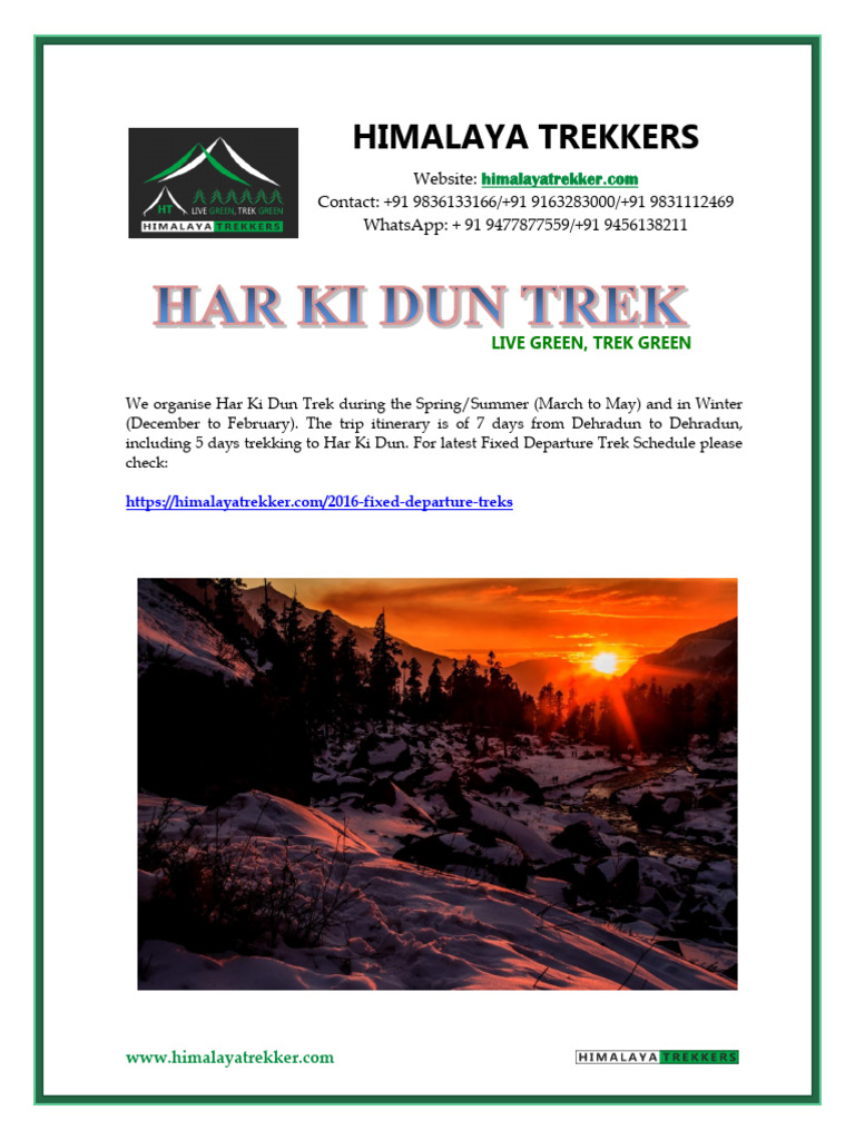 Har Ki Dun Trek Brochure | PDF