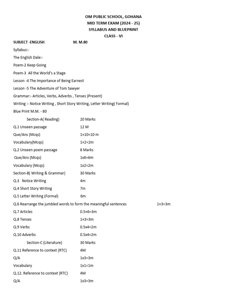Class - Vi | PDF | Syntax | Grammar