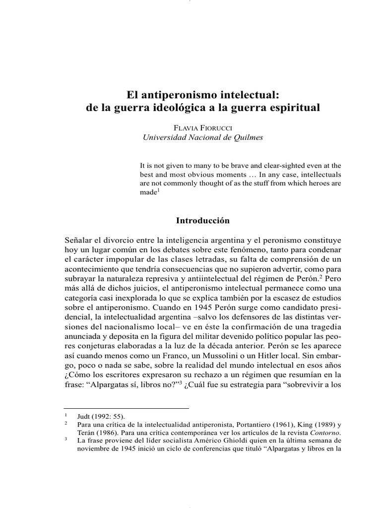 Fiorucci, Flavia - El Antiperonismo Intelectual. de La Guerra ...