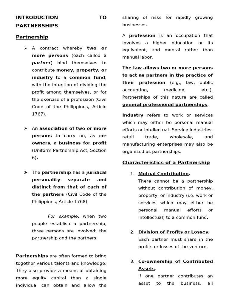 Introduction To Partnerships | PDF