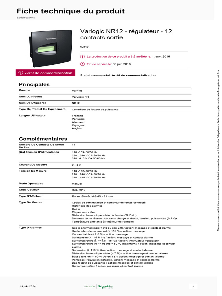 Schneider Electric - Varlogic-N - 52449 | PDF
