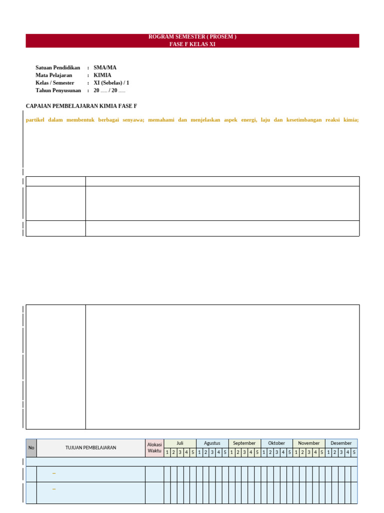 PROSEM - Kimia 11 | PDF