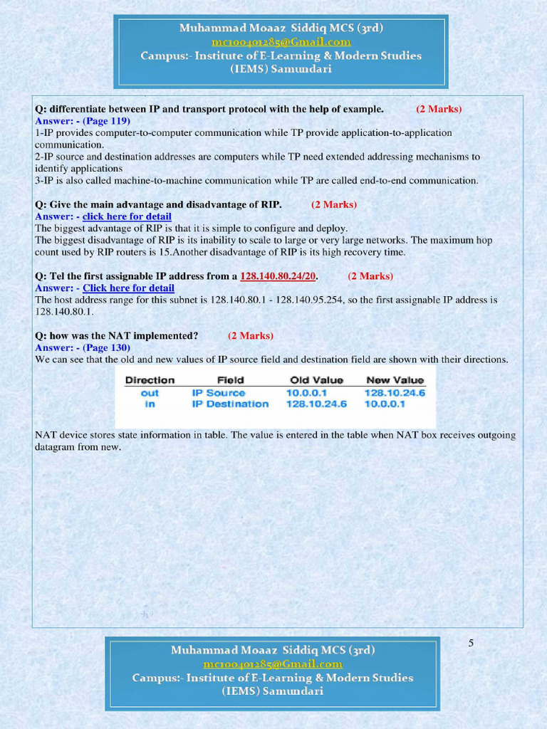 Virtual University CS610 Computer Network Final Term 2012 Subjective Solved Past Papers by Moaaz ...