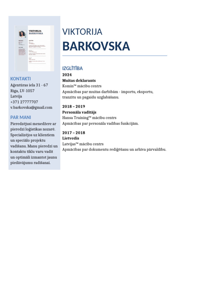 CV Template With Sidebar | PDF