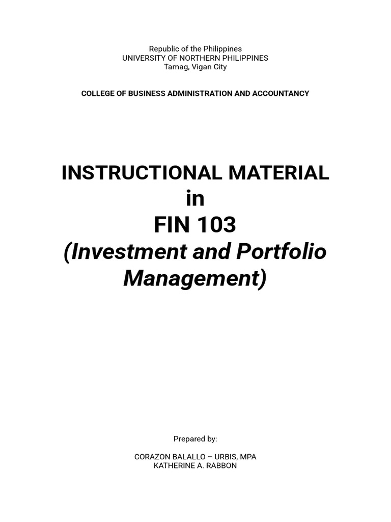 Fin 103 Lesson 1 | PDF Fin 103 Lesson 1 | PDF