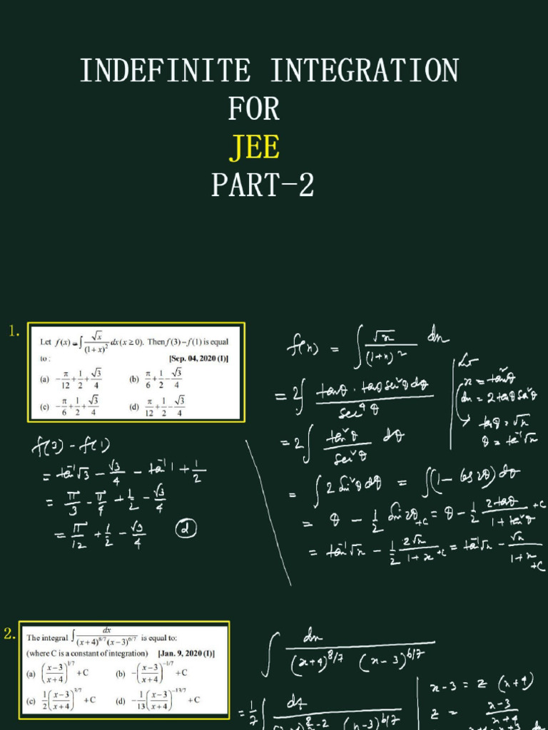 indefinite integration jee 15 part 2 solutions | PDF