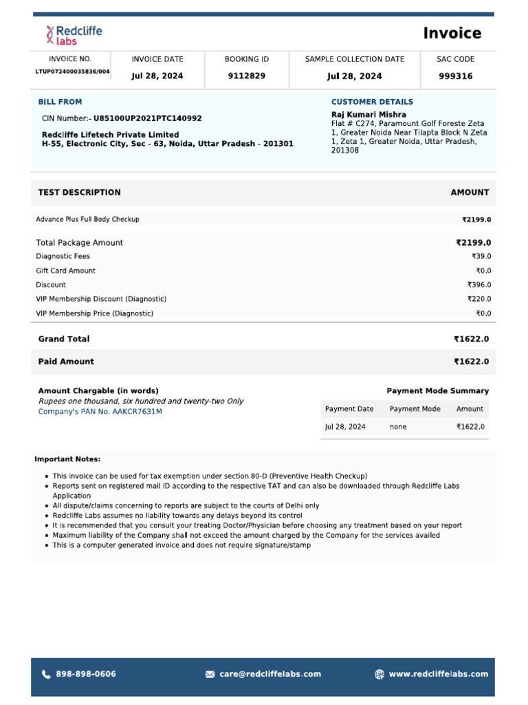 Invoice Raj Kumari Mishra | PDF