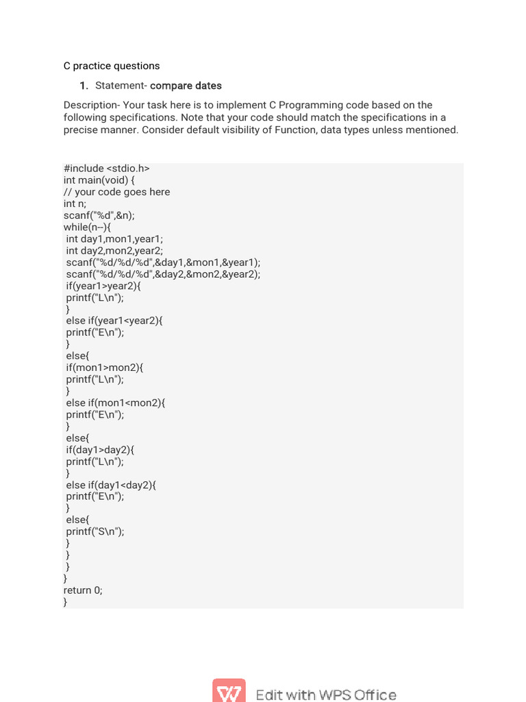 12 Practice Questions of C Prog | PDF