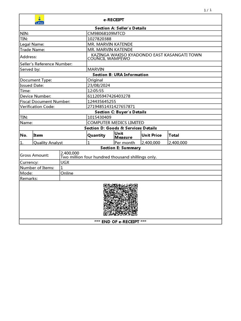 EFRIS - EFRIS Login - Uganda Revenue Authority | PDF