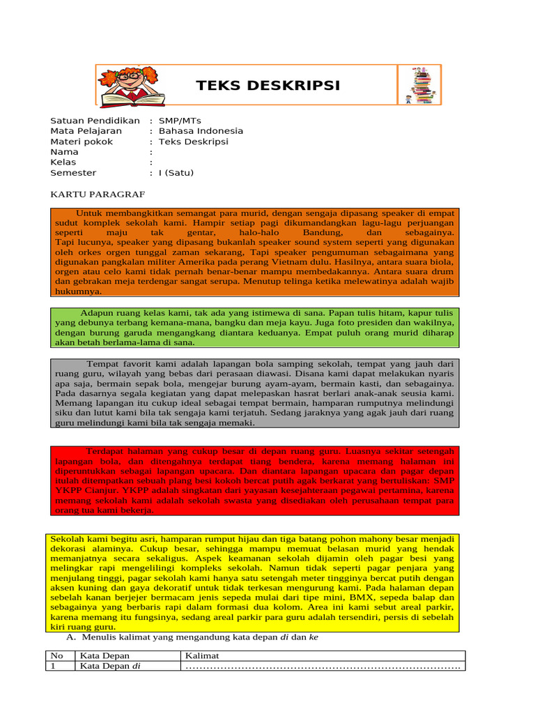 LKPD 2kelas 7 Kaidah Teks Deskripsi 2024 | PDF
