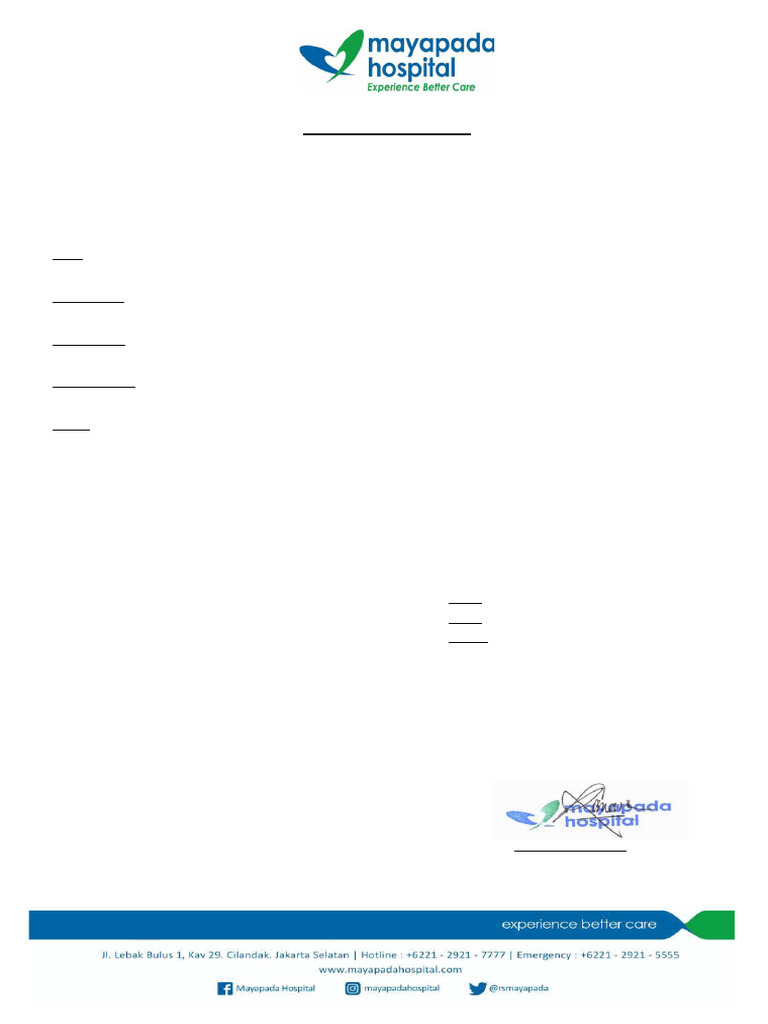 Surat Keterangan RS Mayapada | PDF