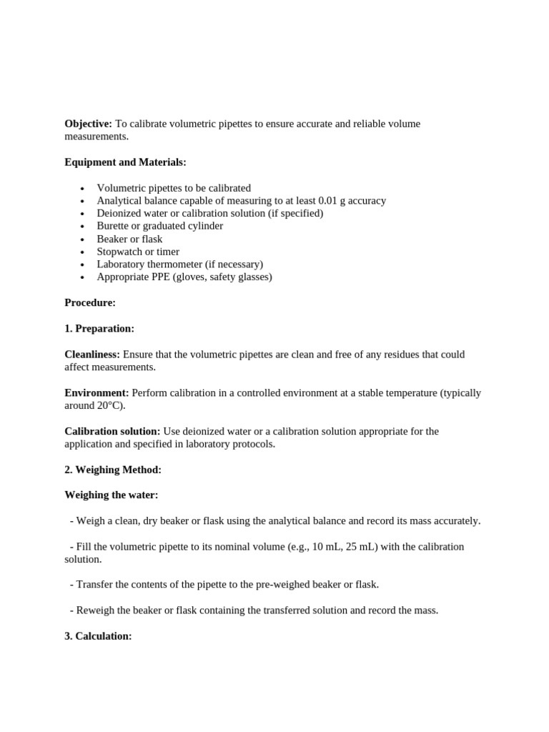 Calibration of Pipettes | PDF