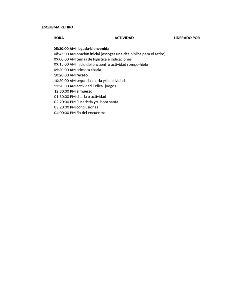 Programa de Retiro Espiritual | PDF