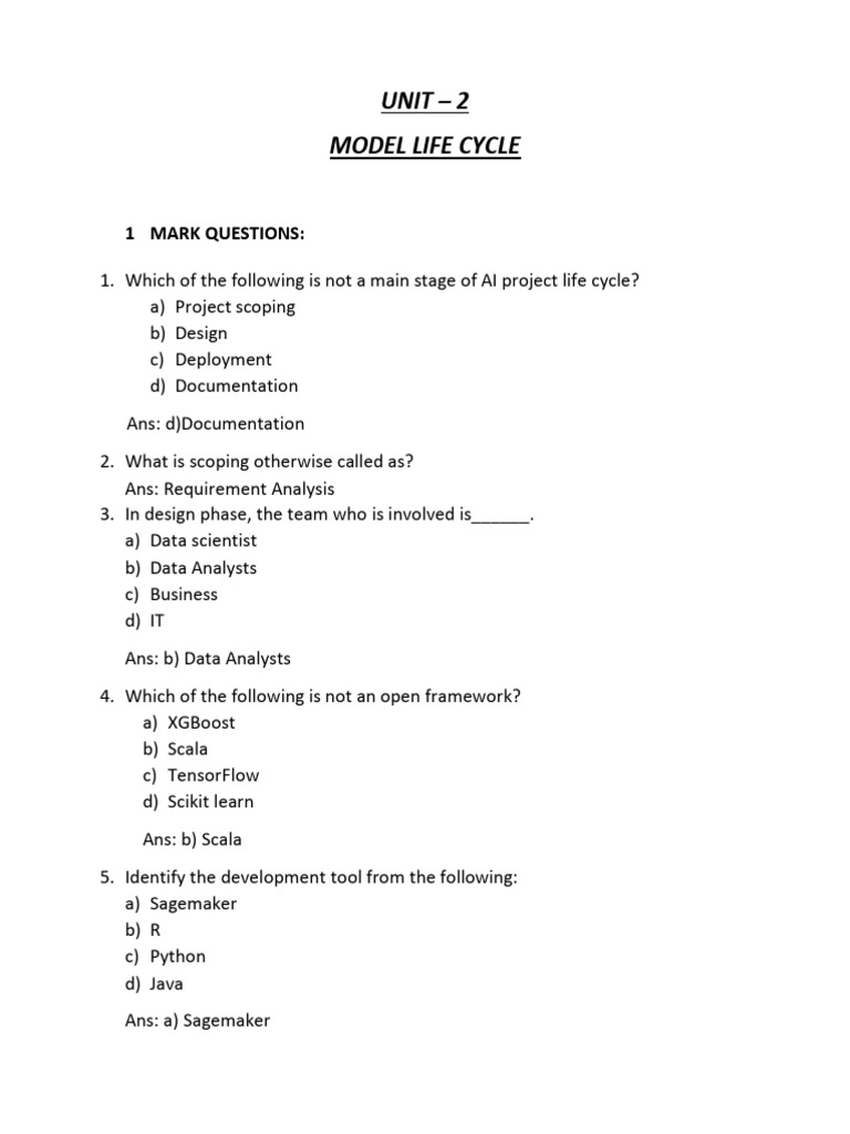Unit 2 - Model Life Cycle | PDF