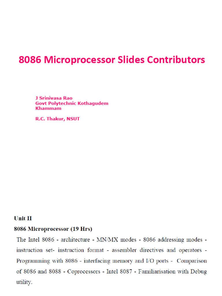Microprocessor 8086 (1) | PDF
