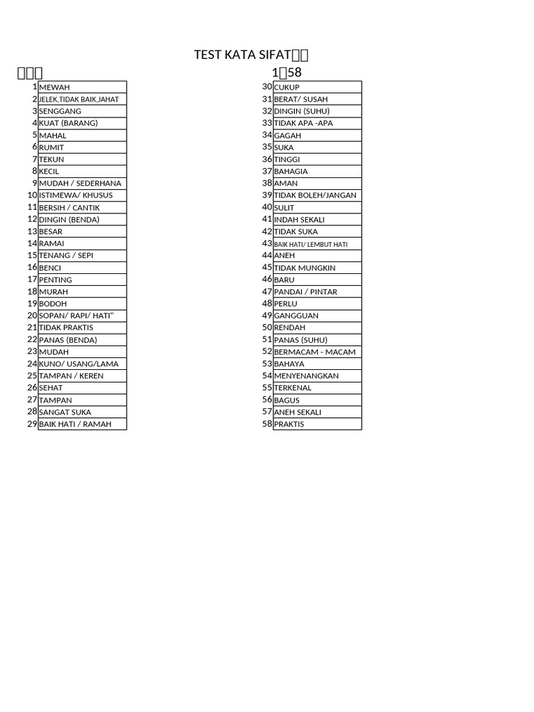 Soal Kata Sifat | PDF