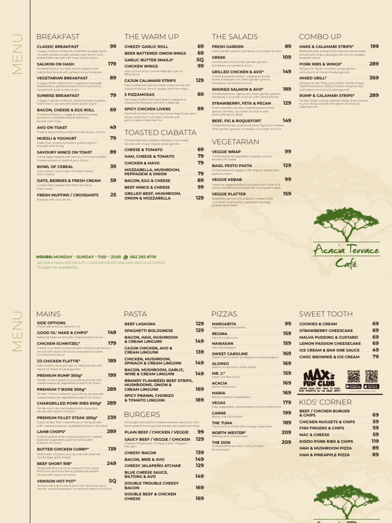 Acacia Terrace Menu | PDF