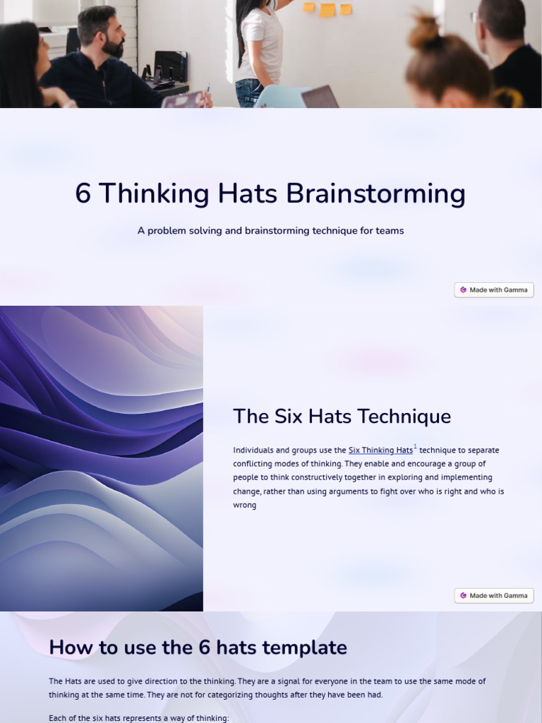 6 Thinking Hats Brainstorming | PDF