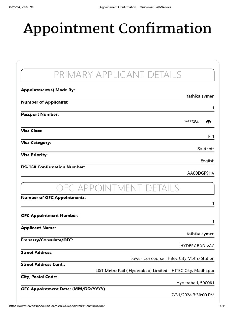 Appointment Confirmation Customer Self-Service 1 | PDF