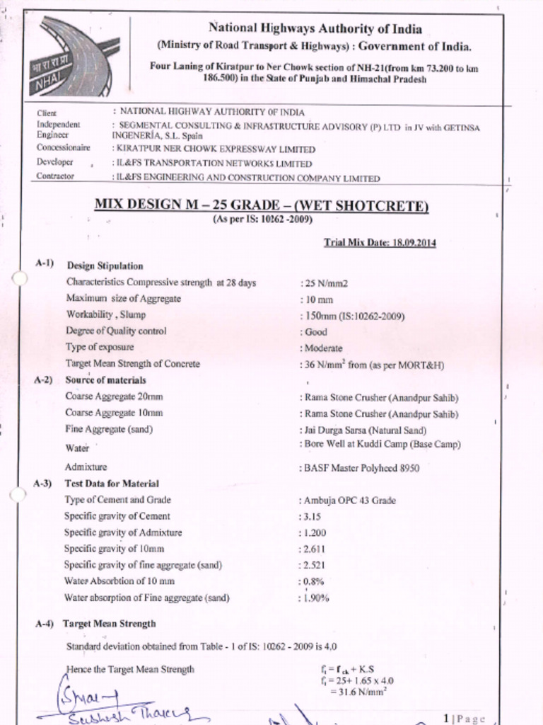 Shotcrete Mix Design M-25 27.01.2015 | PDF