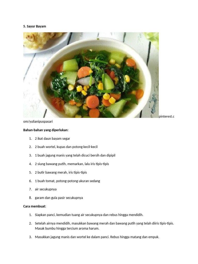 Sayur Bayam | PDF