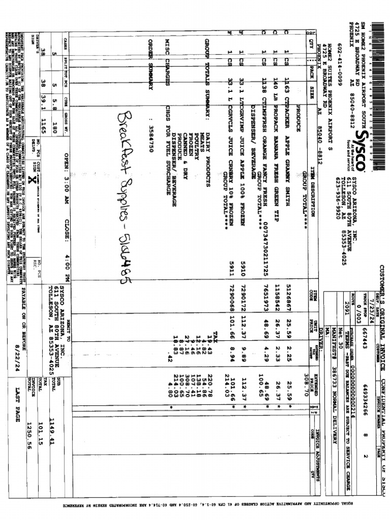 Sysco 649334266 | PDF