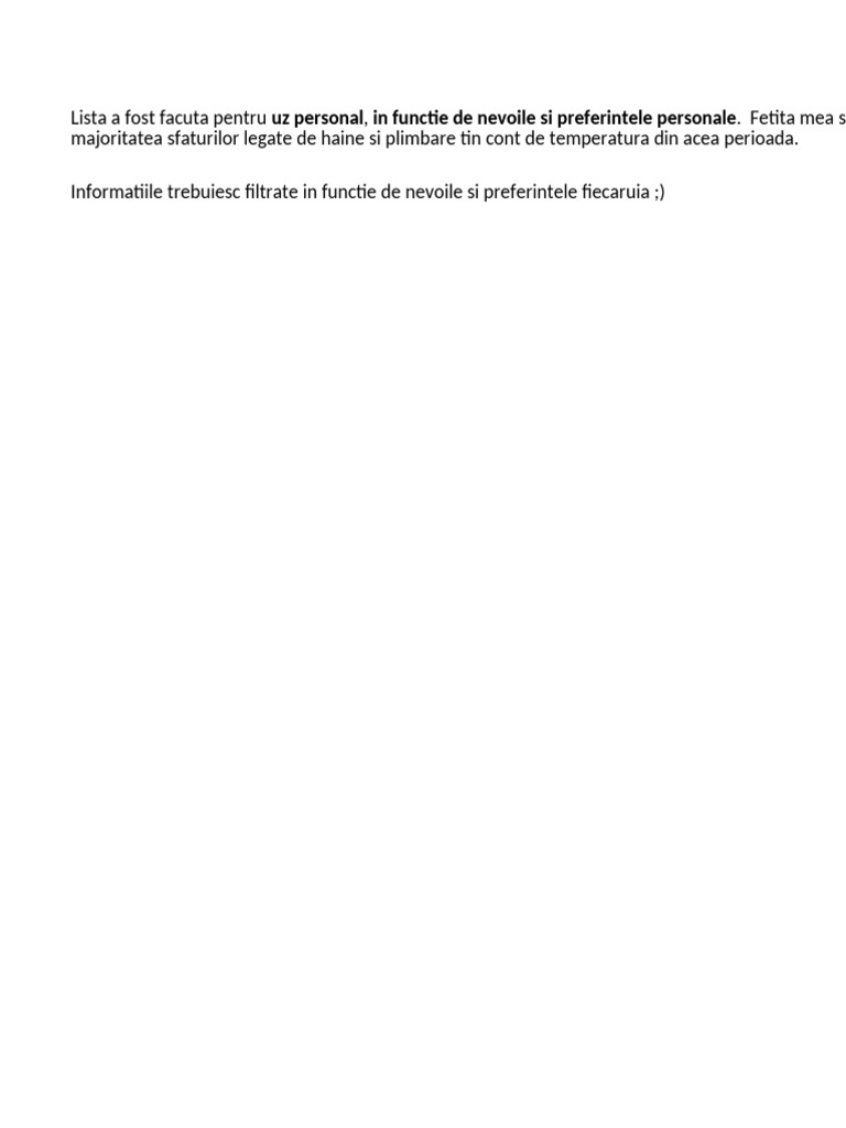 Lista Bebe Mama Maternitate Acasa | PDF