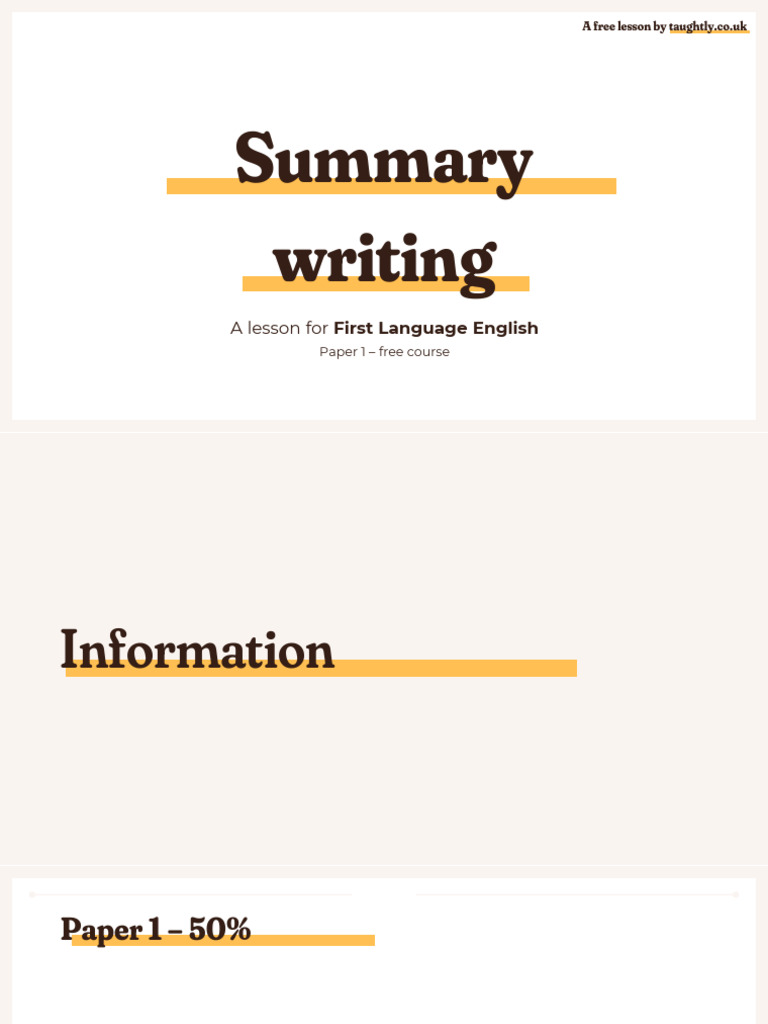 Paper 1 Summary Lesson | PDF