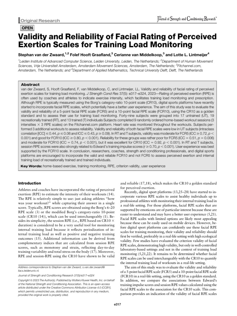 Validity and Reliability of Facial Rating of Perceived Exertion Scales ...