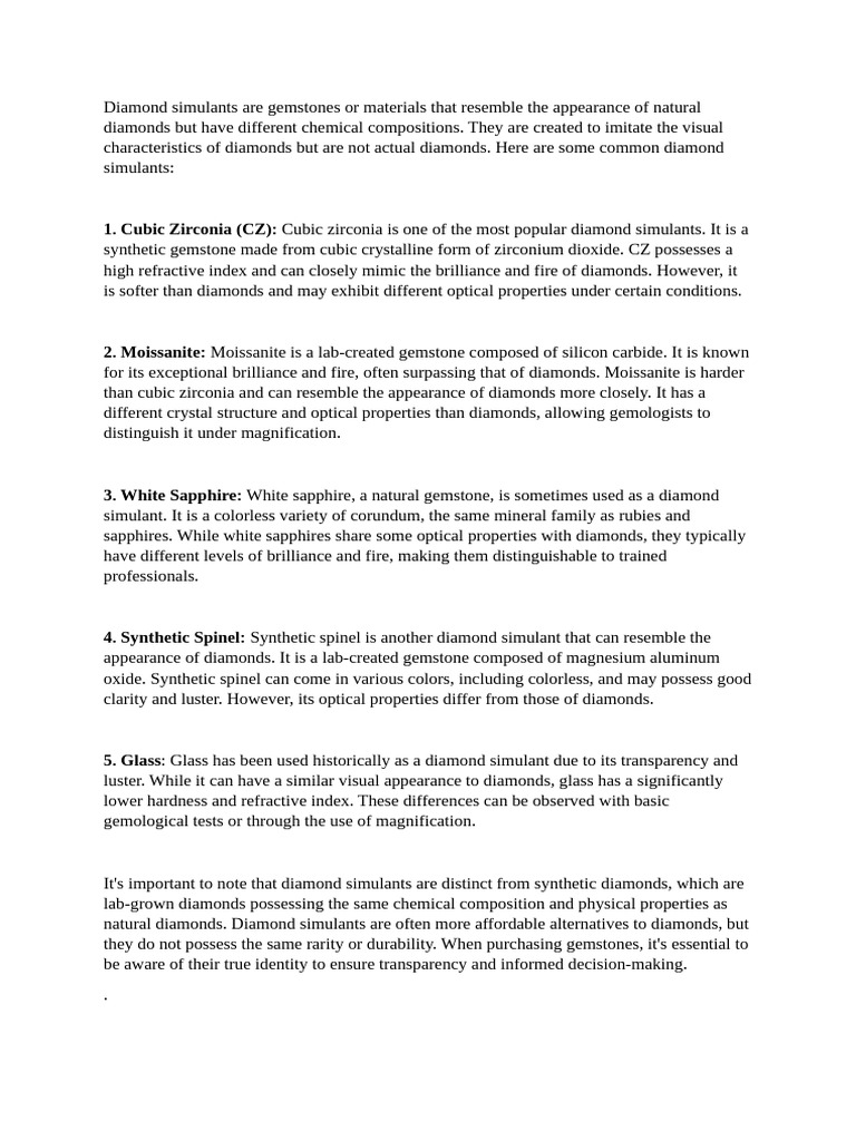 Diamond Simulants and Garnet | PDF