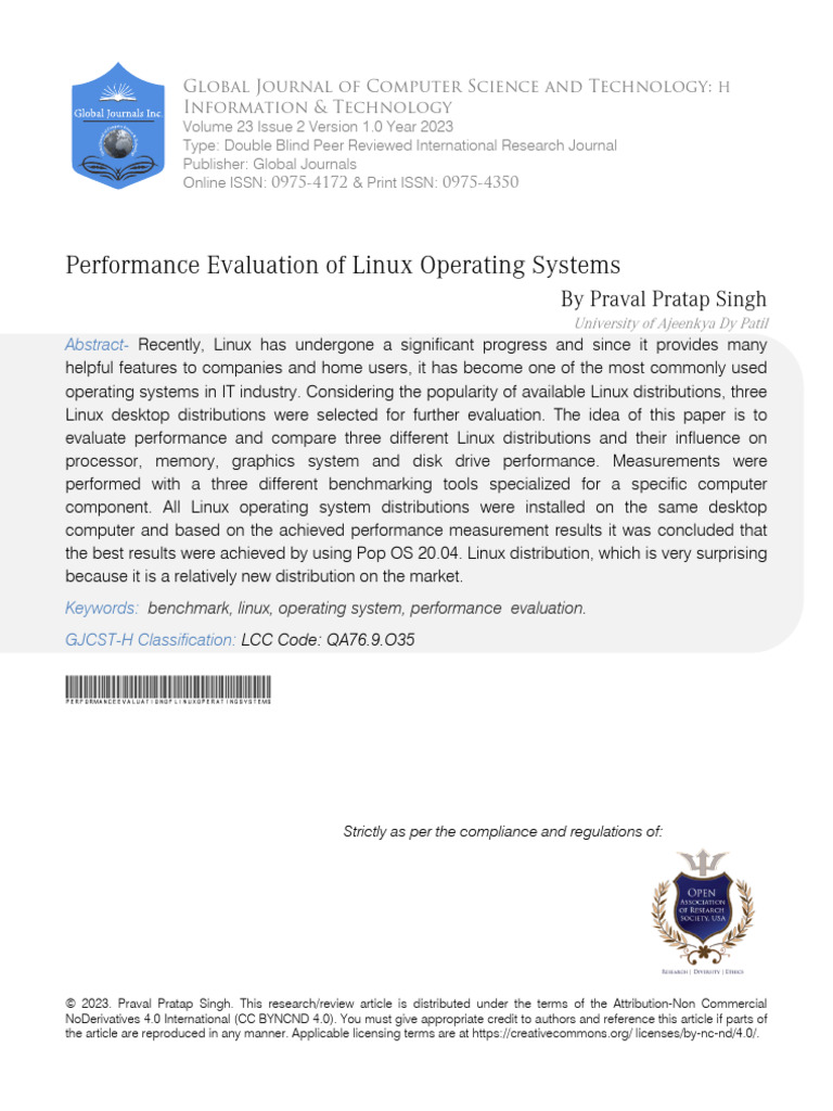 Performance Evaluation of Linux Operating Systems ...