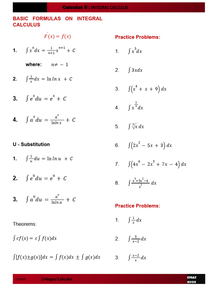 EMAT 0203 Basic Formulas | PDF