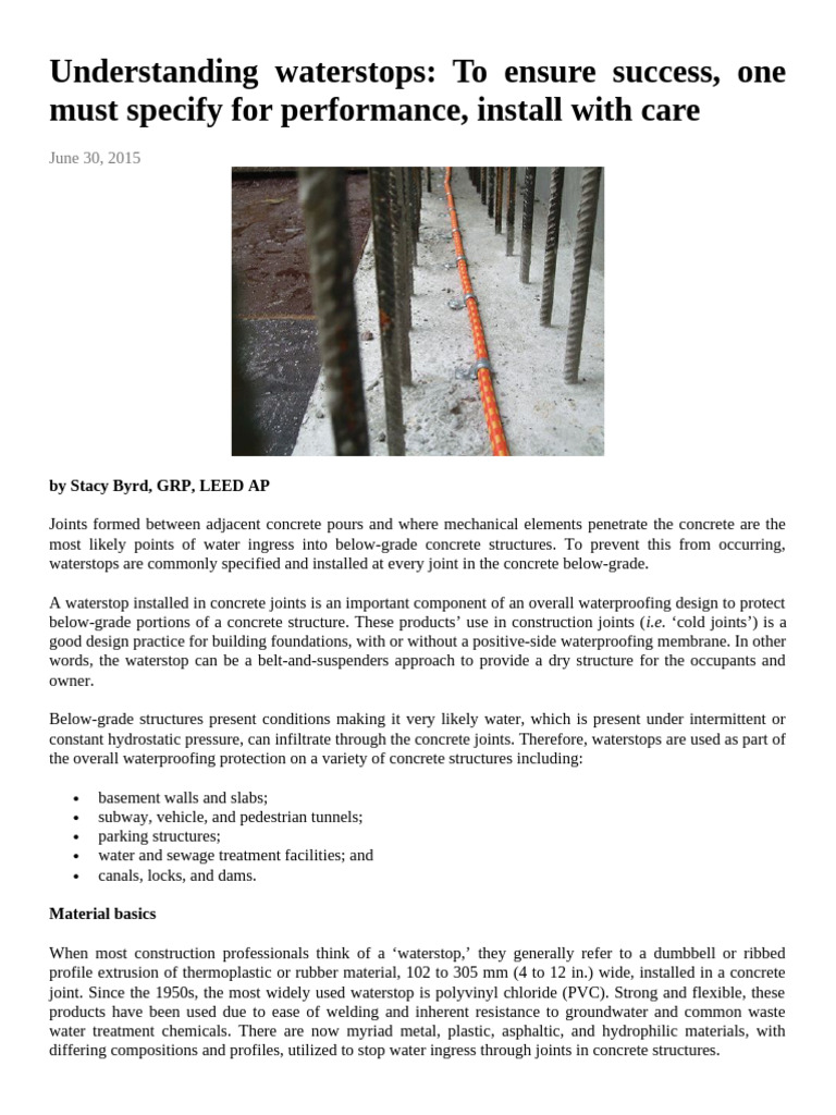 Understanding Waterstops | PDF