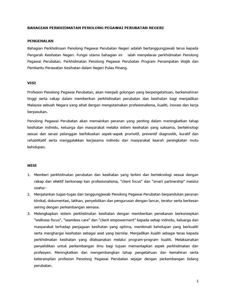 Bahagian Penolong Pegawai Perubatan | PDF