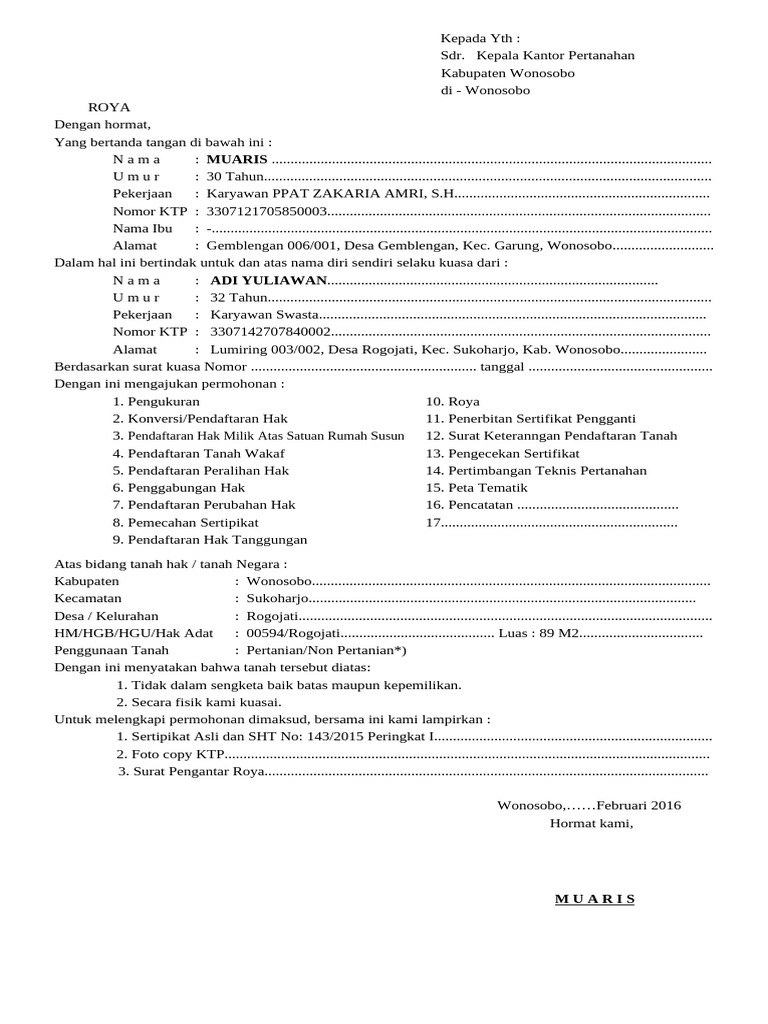 Permohonan Roya | PDF