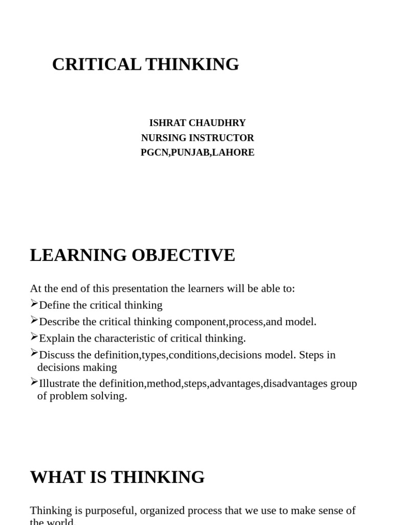 Critical Thinking | PDF
