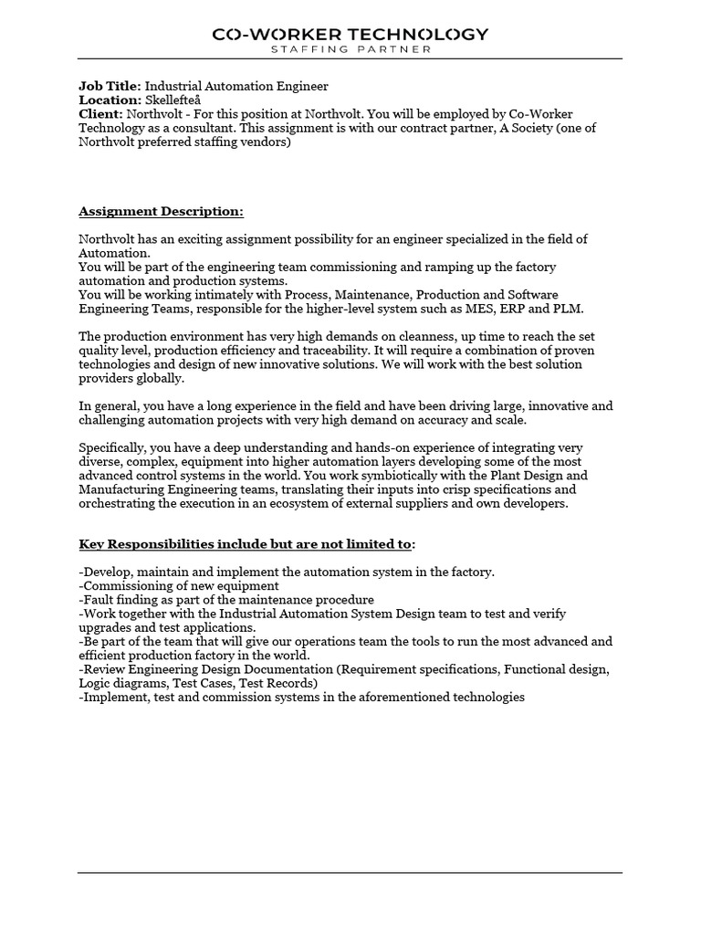 Industrial Automation Engineer | PDF