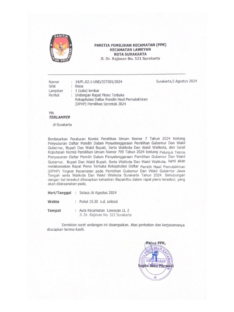 Undangan Pleno DPHP | PDF