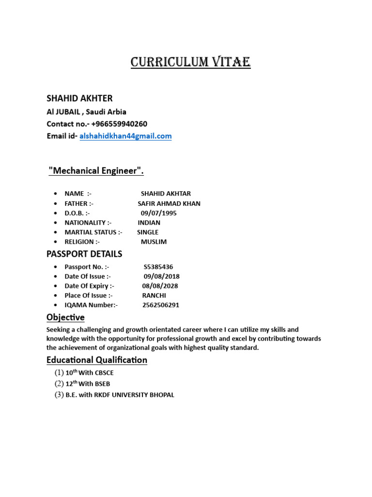 Shahid CV PFF | PDF Shahid CV PFF | PDF