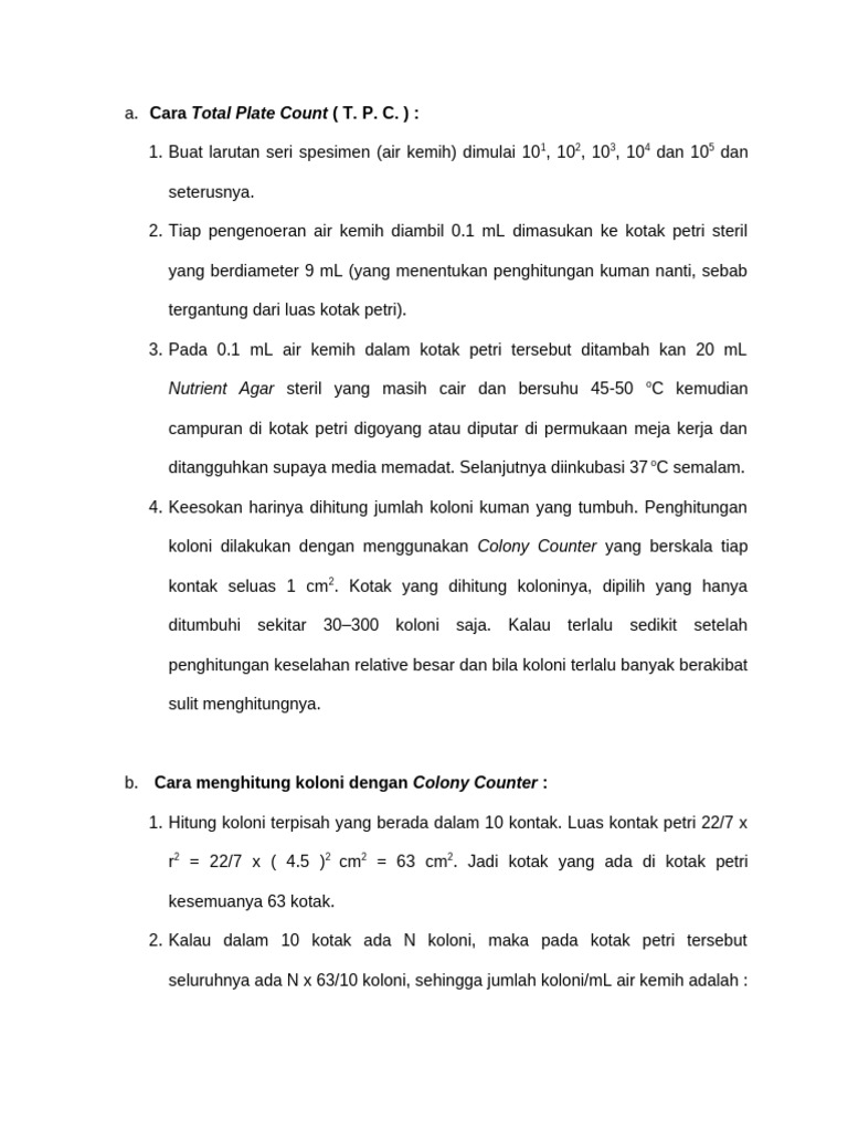 Cara Total Plate Count | PDF