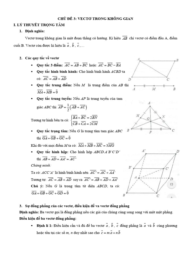 Chuyen de Trac Nghiem Vecto Trong Khong Gian | PDF