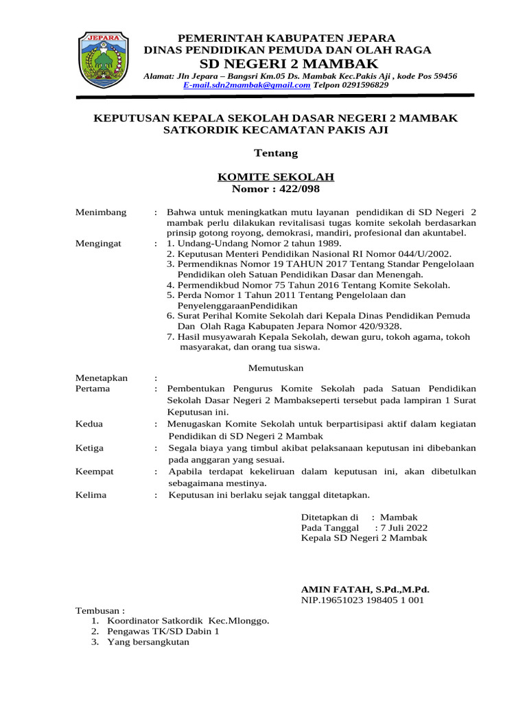 SK KOMITE SDN 2 MBK.2022 | PDF