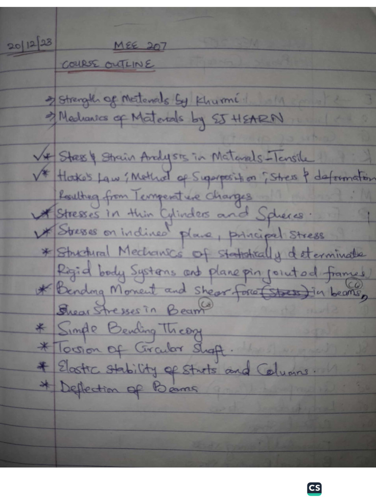 200L 1st Semester Courses Outline | PDF