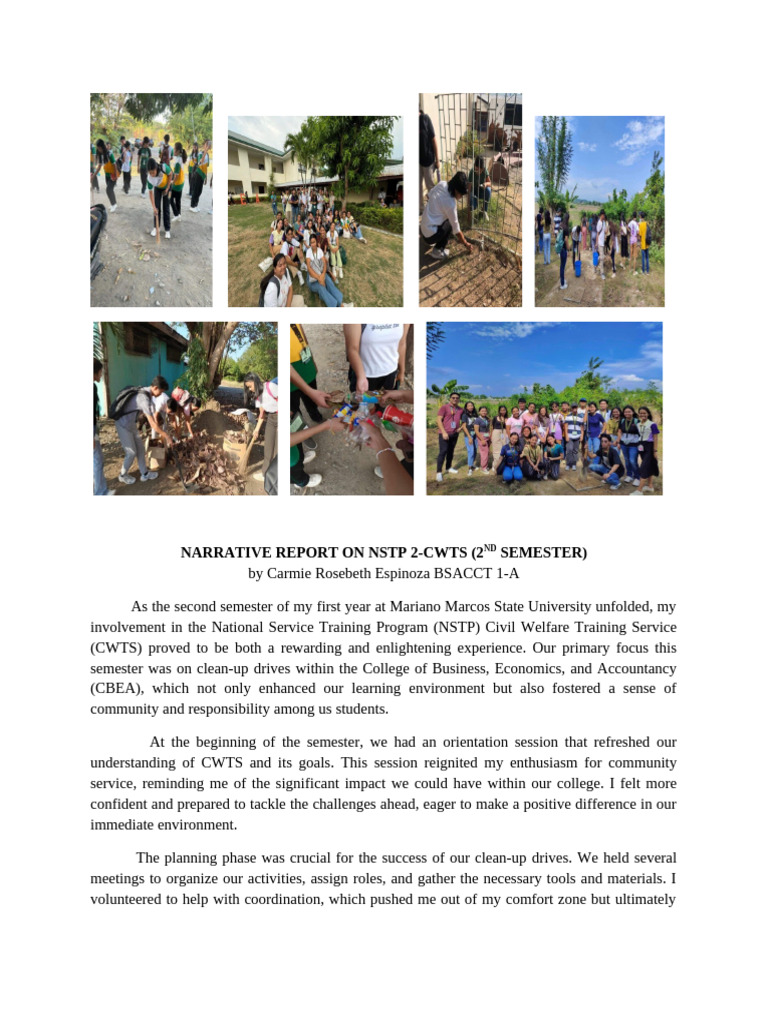 NARRATIVE REPORT ON NSTP 2 | PDF