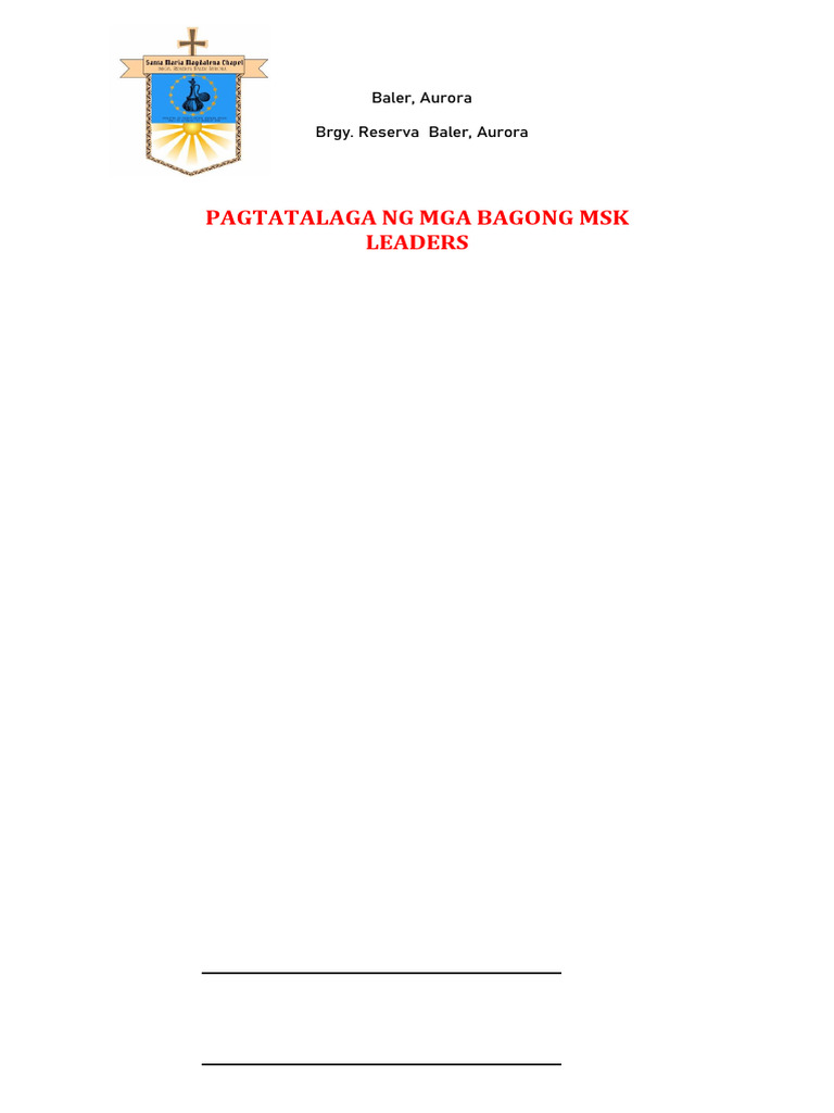 FINALS Pagtatalaga NG Mga Bagong MSK Leaders-FINAL | PDF FINALS Pagtatalaga NG Mga Bagong MSK Leaders-FINAL | PDF