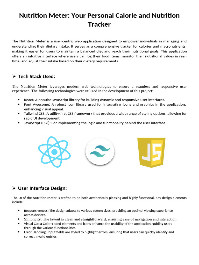 Calorie Calculator Project Report | PDF