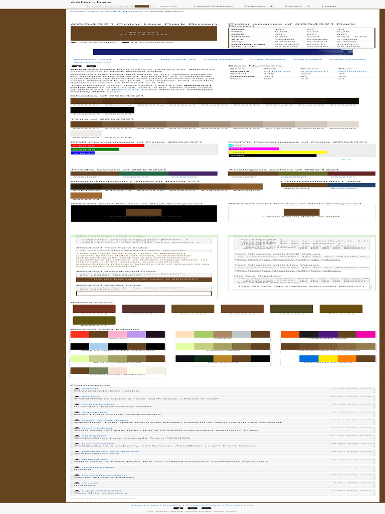 #654321 Color Hex Dark Brown | PDF | Color | Teaching Methods & Materials